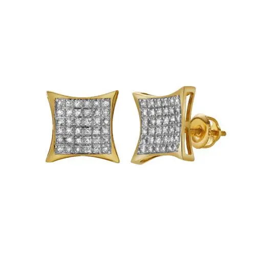 LUVMYJEWELRY Diamond Stud Earrings - 10k Yellow Gold