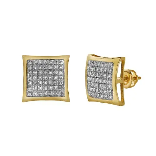 LUVMYJEWELRY 0.36 Ctw Diamond Cluster Earrings - 10k Yellow Gold