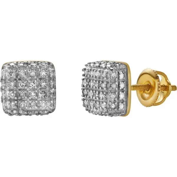 LUVMYJEWELRY Diamond Stud Earrings - 10k Yellow Gold