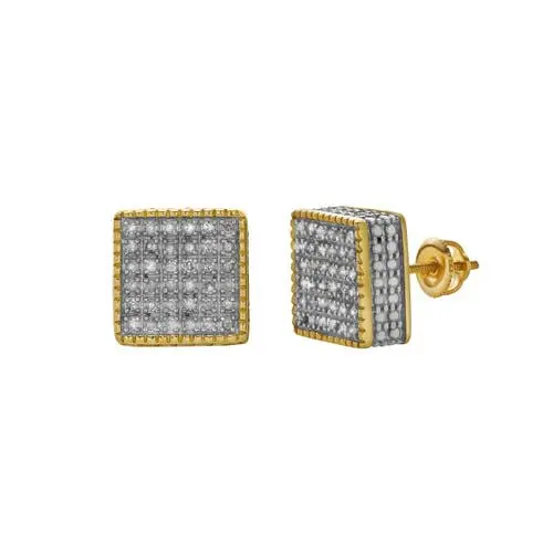 LUVMYJEWELRY Diamond Stud Earrings - 10k Yellow Gold