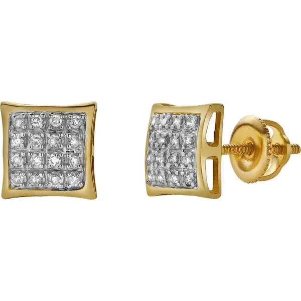 LUVMYJEWELRY 0.11 Ctw Diamond Stud Earrings - 10k Yellow Gold