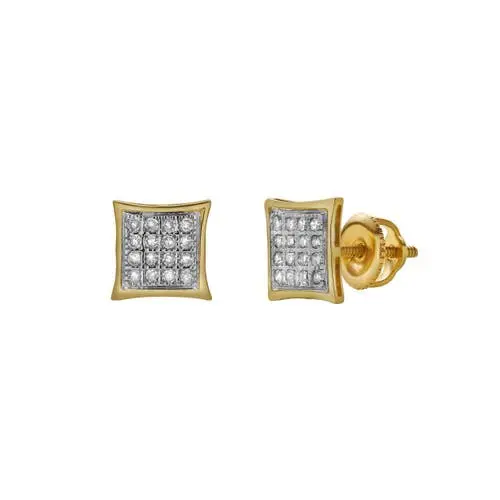 LUVMYJEWELRY Fantasia Diamond Stud Earrings - 10k Yellow Gold