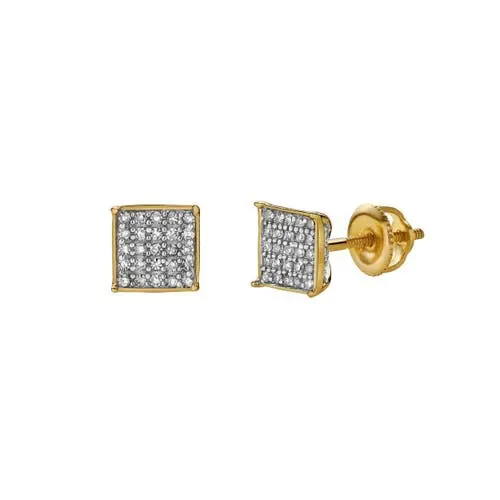 LUVMYJEWELRY 0.14ct Diamond Cluster Earrings - 10k Yellow Gold