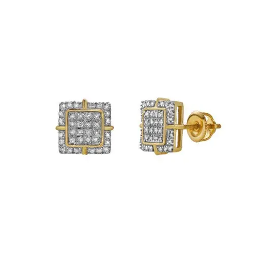 LUVMYJEWELRY Aventura Diamond Stud Earrings - 10k Yellow Gold