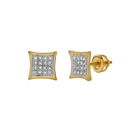 LUVMYJEWELRY Diamond Cluster Earrings - 10k Yellow Gold
