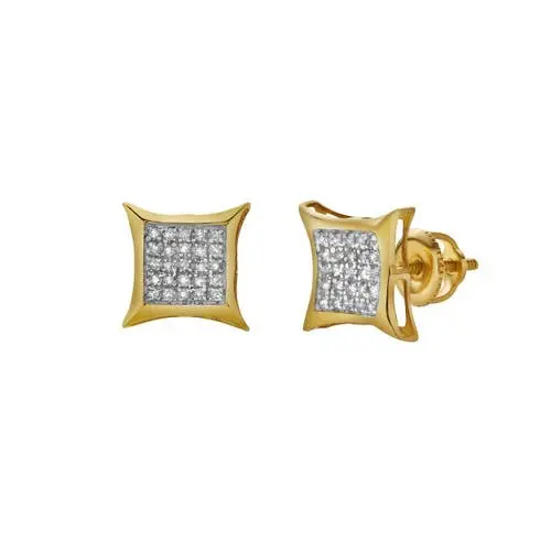 LUVMYJEWELRY Diamond Stud Earrings - 10k Yellow Gold