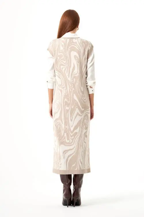 MIZALLE Patterned Knitwear Dress - Beige