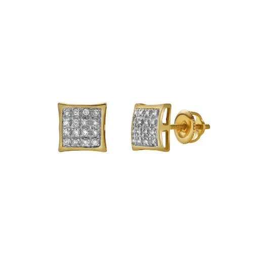 LUVMYJEWELRY Diamond Stud Earrings - 10k Yellow Gold