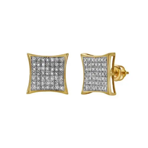 LUVMYJEWELRY Diamond Stud Earrings - 10k Yellow Gold