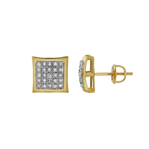 LUVMYJEWELRY Solene Diamond Stud Earrings - 10k Yellow Gold