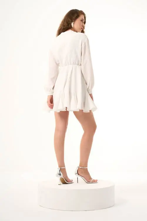 MIZALLE Collar Tied Smocked Dress