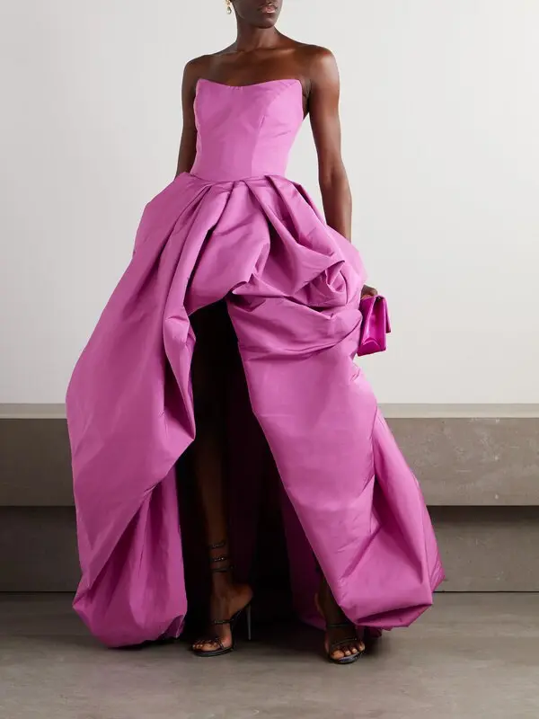 oscar de la renta hot pink dress $3690 NEW Oscar de la Renta Asymmetric Double Face Dress WOOL Midi Pink 2 4