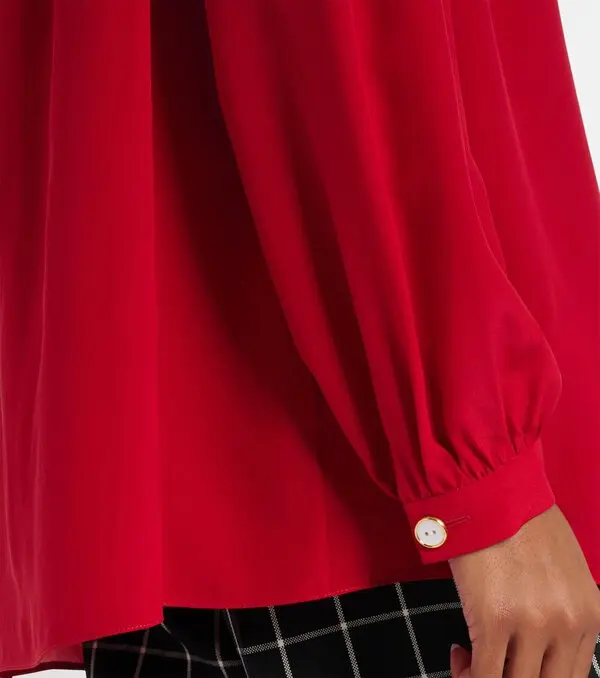 Valentino Garavani Ruffled Silk Crepe De Chine Blouse - Red