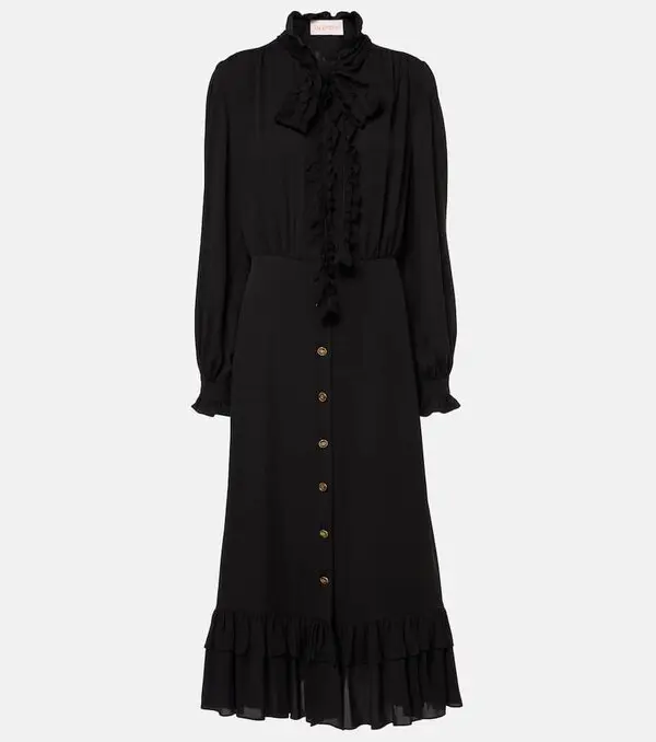 Valentino Garavani Silk Georgette Midi Dress - Black