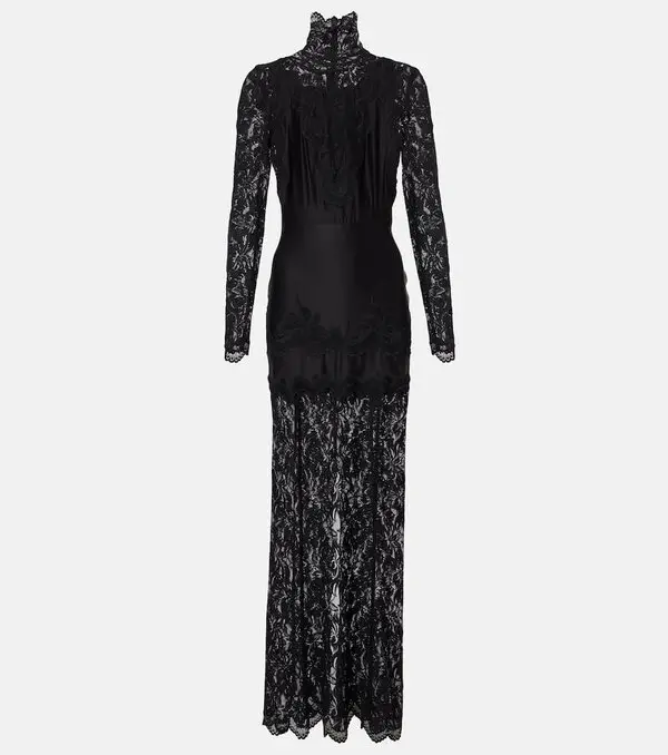 Rabanne Lace-trimmed Maxi Dress - Black