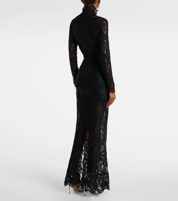 Rabanne Lace-trimmed Maxi Dress - Black