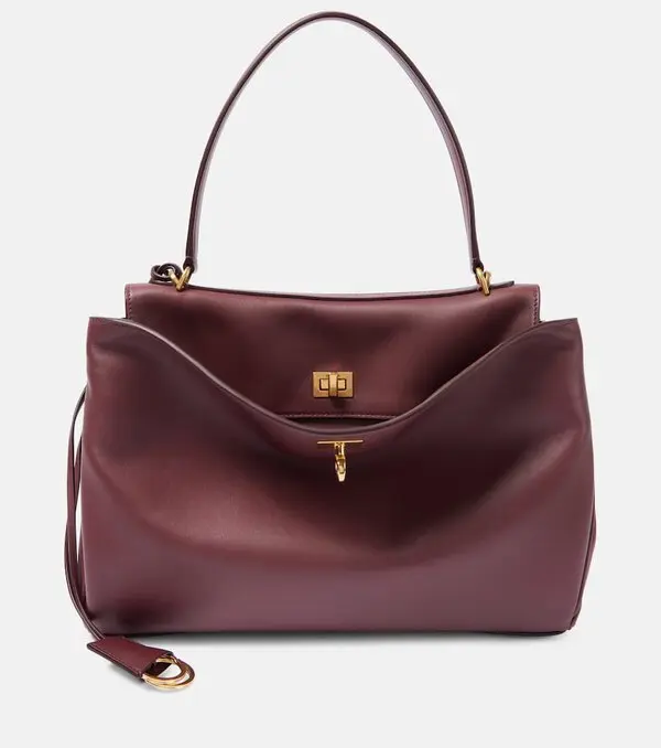 Balenciaga Rodeo Medium Leather Tote - Burgundy