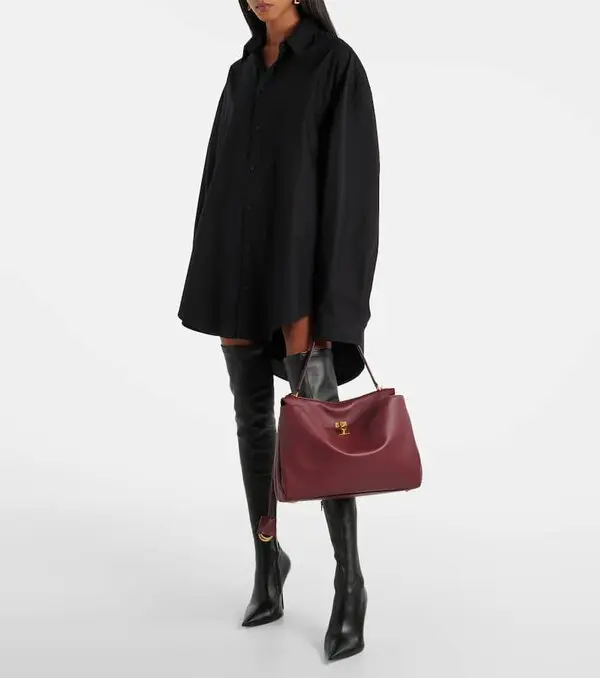 Balenciaga Rodeo Medium Leather Tote - Burgundy