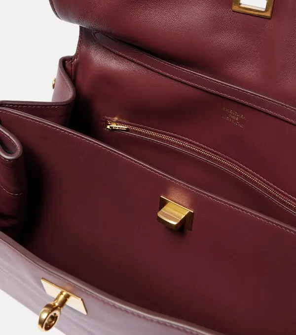 Balenciaga Rodeo Medium Leather Tote - Burgundy
