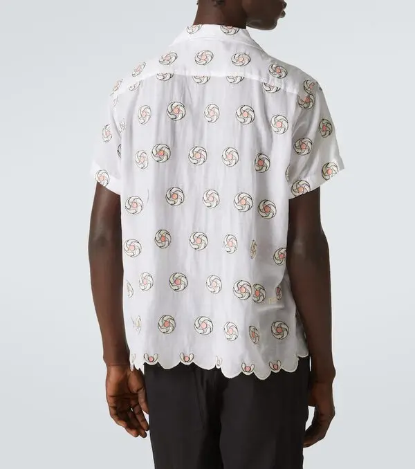 BODE Floral Aperture Scalloped Cotton Shirt