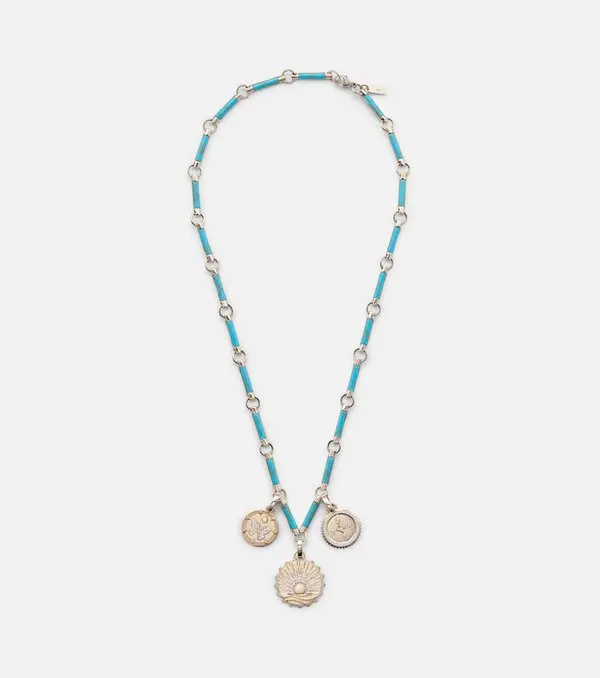 FOUNDRAE 18kt Yellow And Turquoise Charm Necklace With Diamonds - Gold