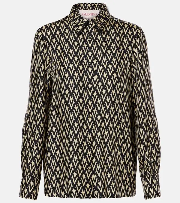 Valentino Garavani Toute La V Silk Twill Shirt - Black