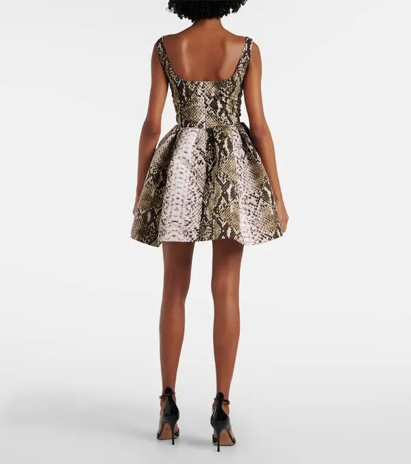 Oscar De La Renta Snake-print Faille Minidress