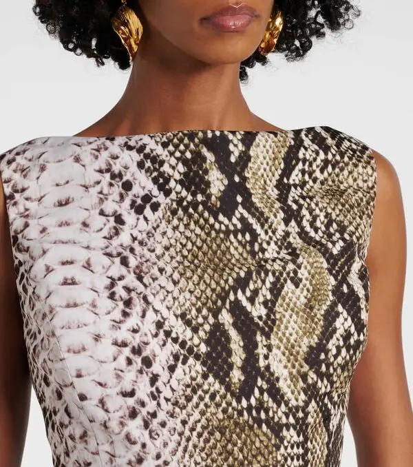 Oscar De La Renta Snake-print Faille Minidress