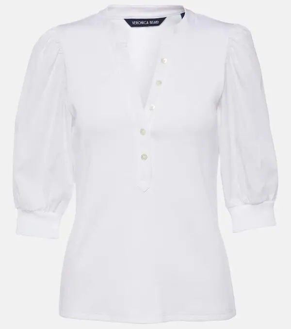 Veronica Beard Coralee Puff-sleeve Top - White