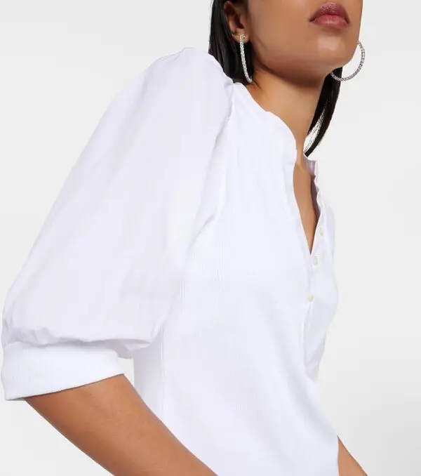 Veronica Beard Coralee Puff-sleeve Top - White