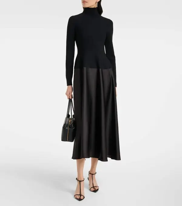 Simkhai Frances Knitted Satin Midi Dress