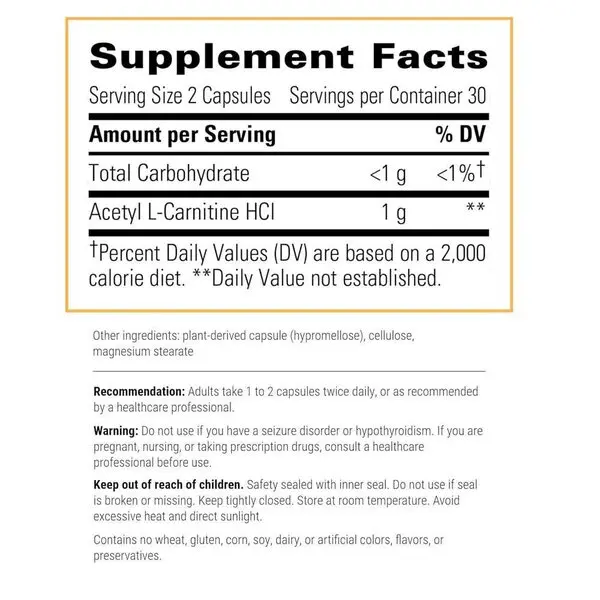 INTEGRATIVE THERAPEUTICS Acetyl L-carnitine 60 Capsules