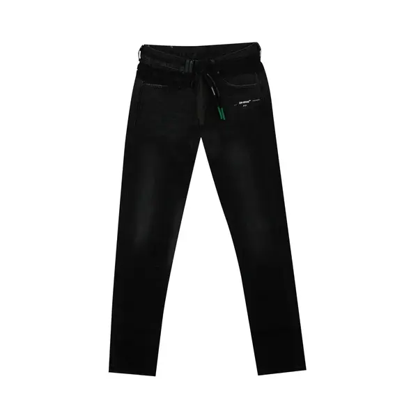 Off-White Front Zip Jeans - Black