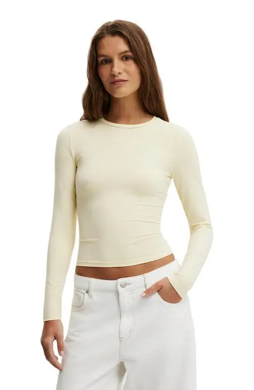 COTTON ON All Day Crew Long Sleeve - Vanilla Glow