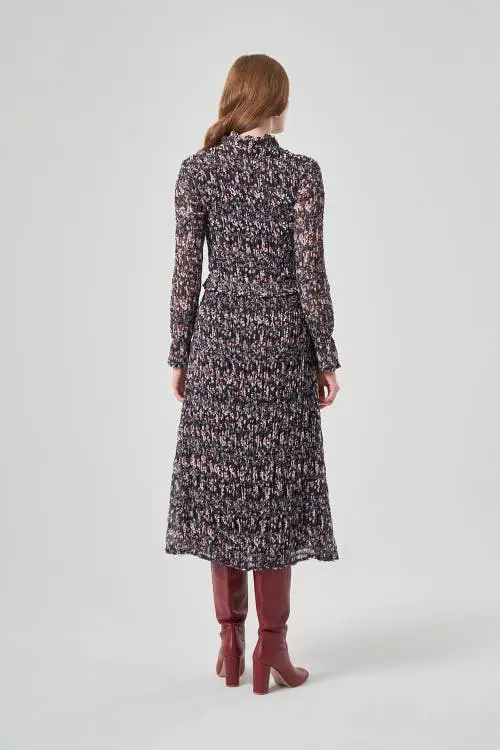 MIZALLE Patterned Crochet Midi Dress