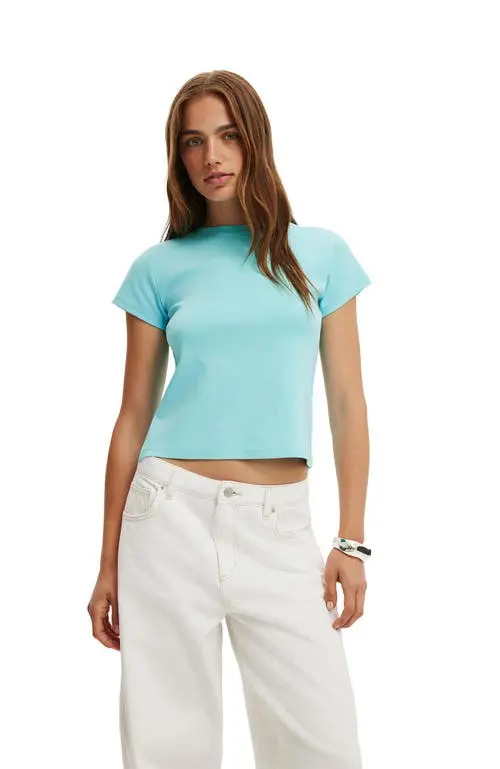 COTTON ON 90s Baby Tee - Aqua Crush