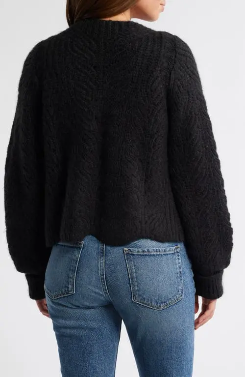 Wit & Wisdom Blouson Sleeve Cable Knit Cardigan - Black