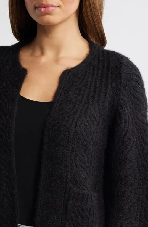 Wit & Wisdom Blouson Sleeve Cable Knit Cardigan - Black