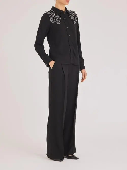 Rebecca Taylor Mia Pleated Wide Leg Pants