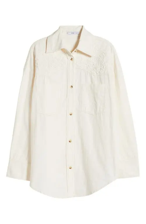 Mango Arizona Tonal Embroidered Cotton Shirt