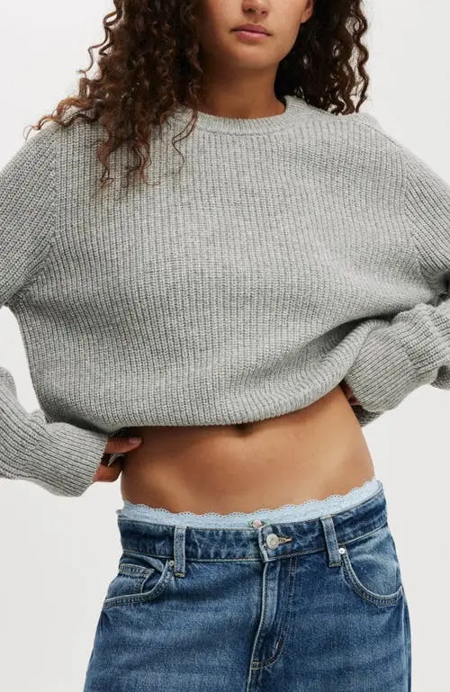 COTTON ON Rib Crop Crew Neck Sweater