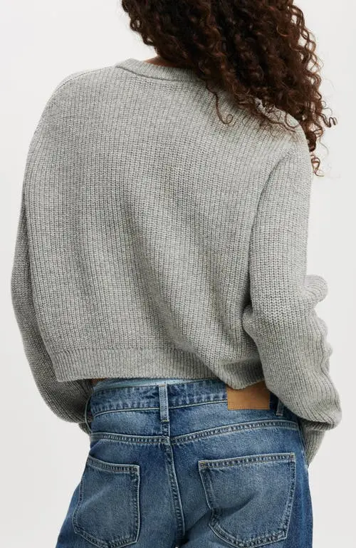 COTTON ON Rib Crop Crew Neck Sweater