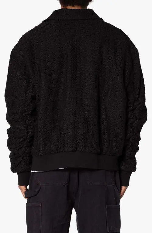Mnml Open Stitch Knit Bomber Jacket