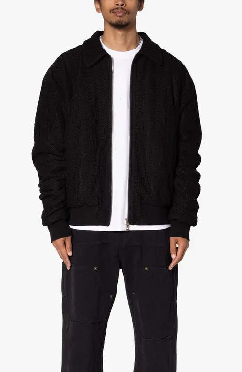 Mnml Open Stitch Knit Bomber Jacket