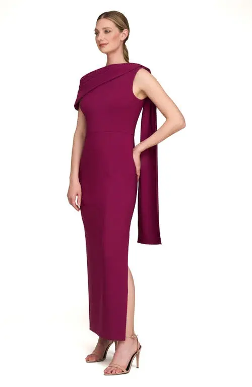 KAY UNGER Dominca Draped One-shoulder Gown