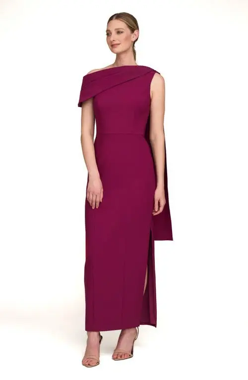 KAY UNGER Dominca Draped One-shoulder Gown