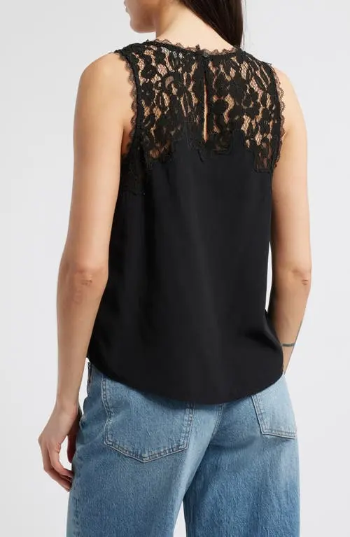Wit & Wisdom Lace Yoke Tank - Black
