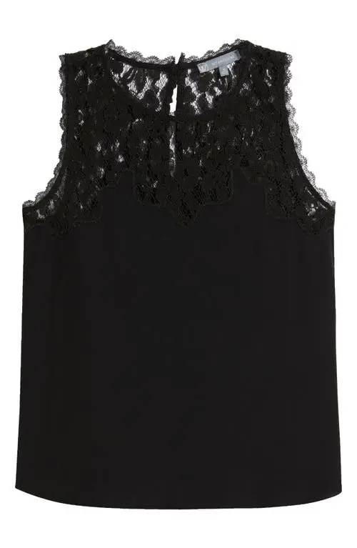 Wit & Wisdom Lace Yoke Tank - Black