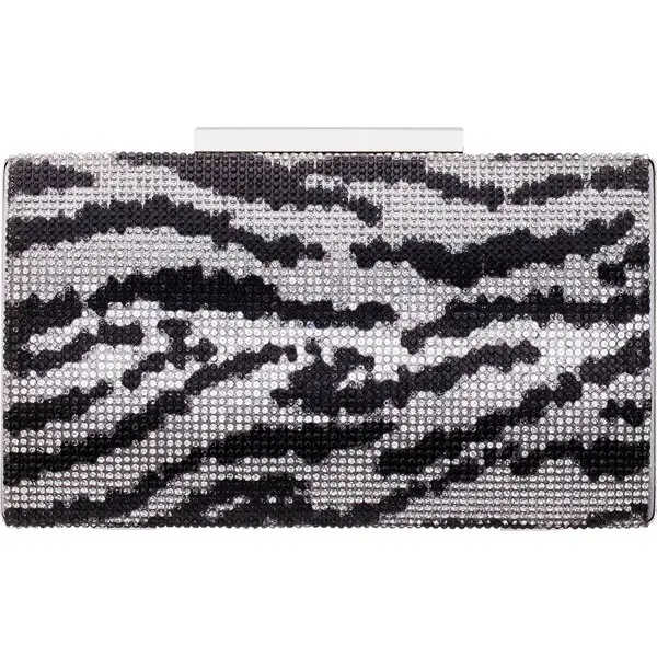 Nina Lea Frame Clutch - Black-white