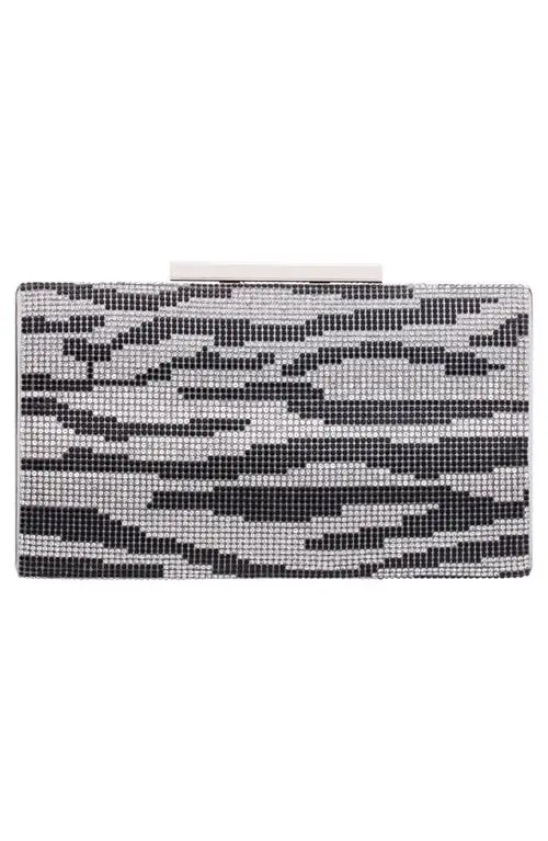 Nina Lea Frame Clutch - Black-white